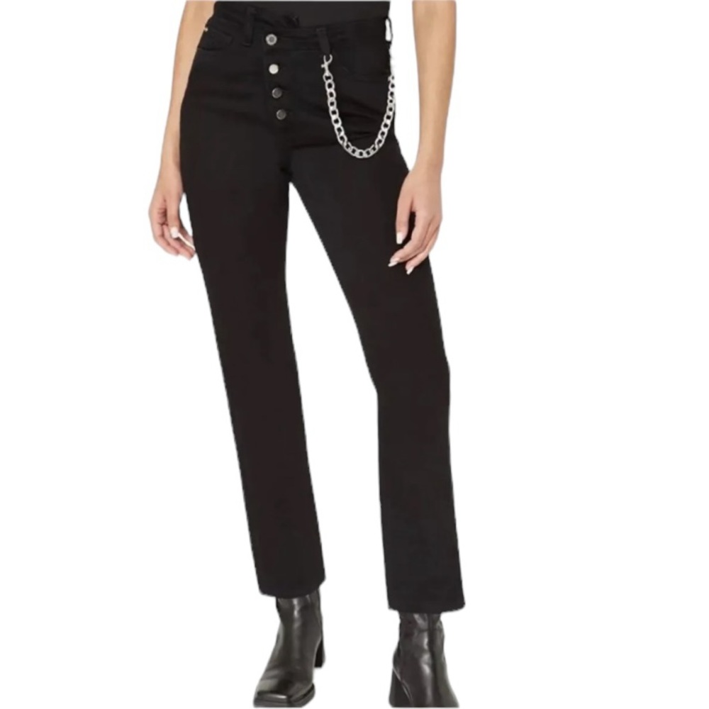 Weworewhat Crossover High Rise Straight Leg Jeans - Gem